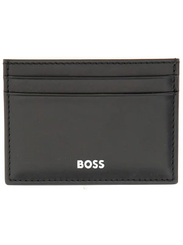 BOSS Leather Card Holder - Black