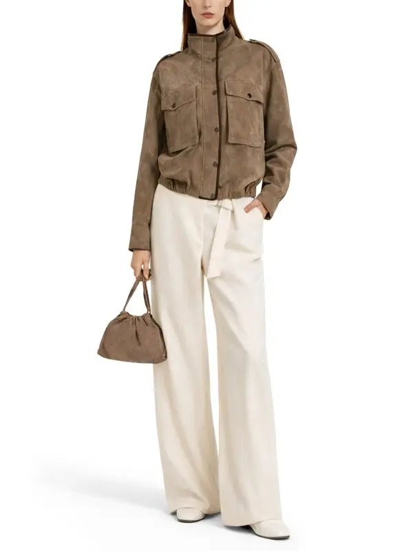Brunello Cucinelli Leather Jacket - Dove