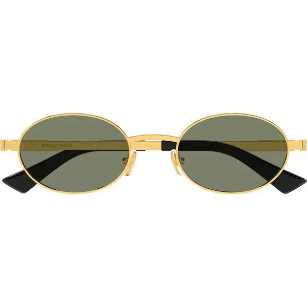 Bottega Veneta 52mm Oval Sunglasses - Gold/green Lens