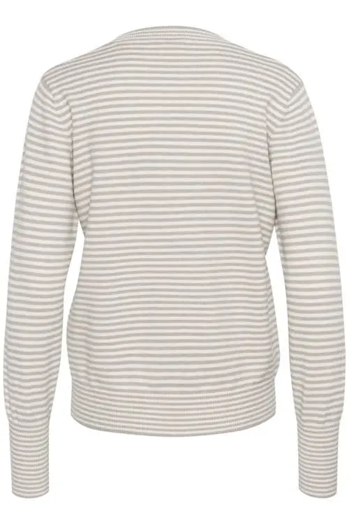 KAFFE Kanala Striped Pullover - Chalk/grey