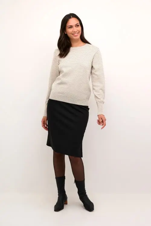 KAFFE Kanala Striped Pullover - Chalk/grey