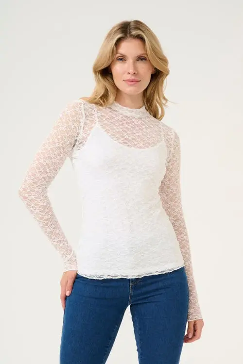 KAFFE Kajolia Long Sleeve Lace T-shirt
