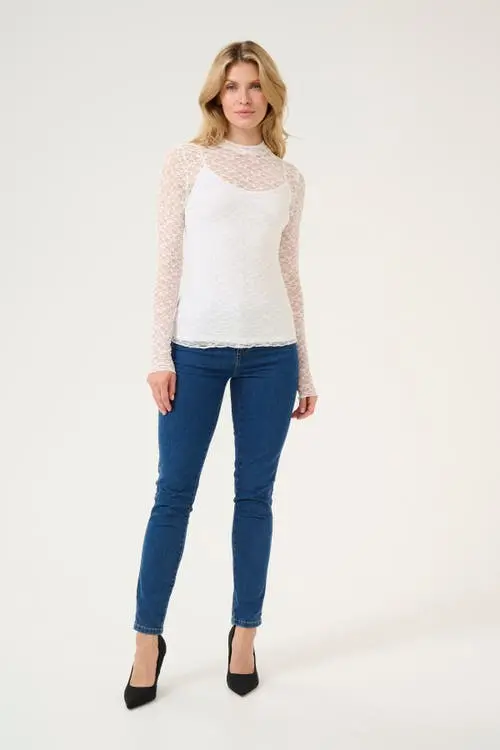 KAFFE Kajolia Long Sleeve Lace T-shirt