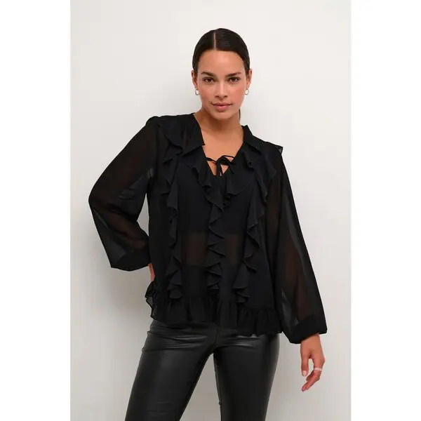 KAFFE Kaninna V-neck Ruffle Blouse