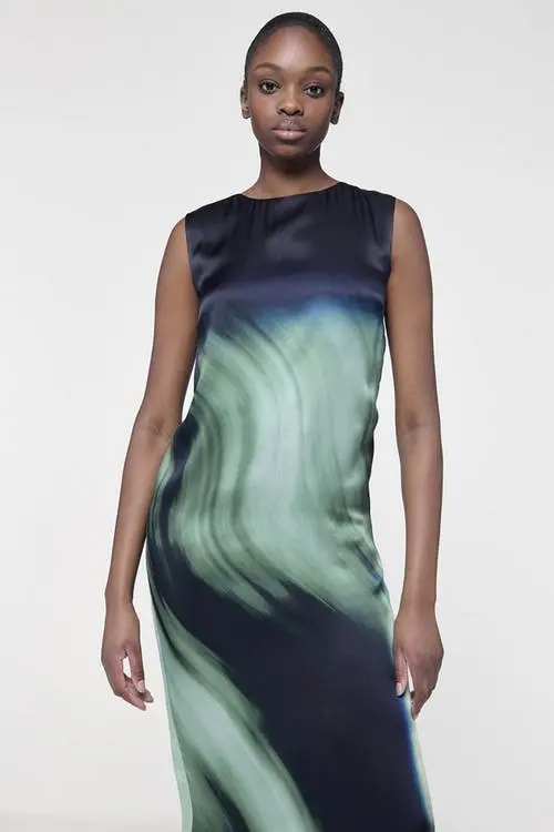 LEEM Sleeveless Printed Silk Midi Dress