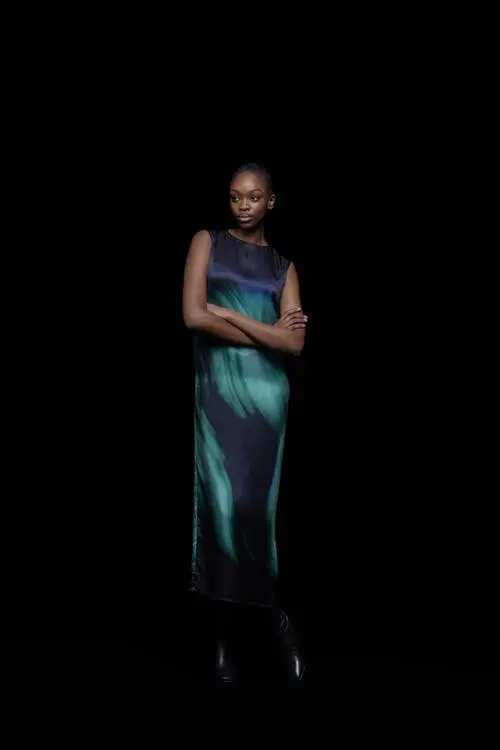 LEEM Sleeveless Printed Silk Midi Dress