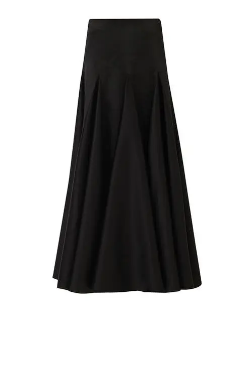 LEEM Flared Godet Skirt - Black