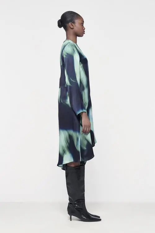 LEEM Printed Paneled Silk Dress