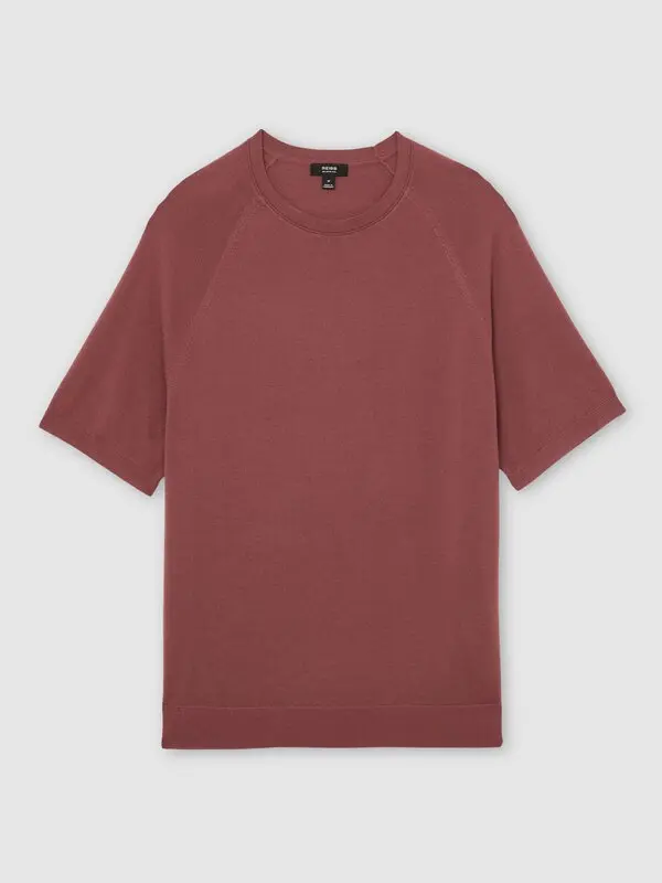 REISS Brook Merino Wool Raglan-sleeve T-shirt - Raspberry Pink