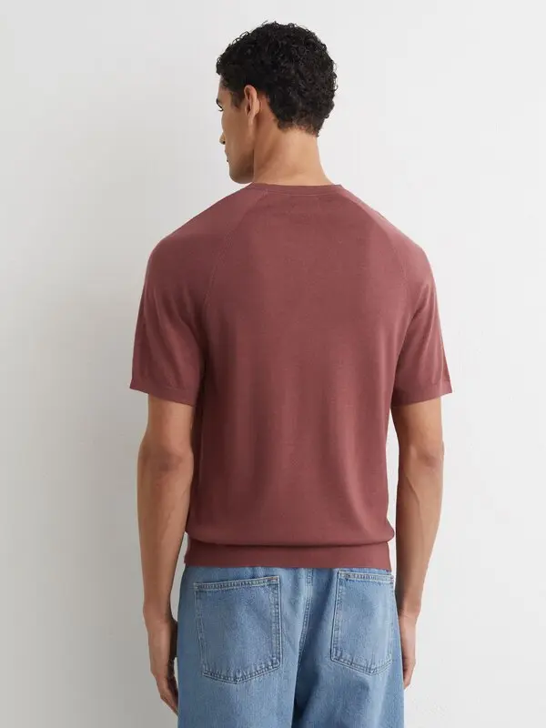 REISS Brook Merino Wool Raglan-sleeve T-shirt - Raspberry Pink