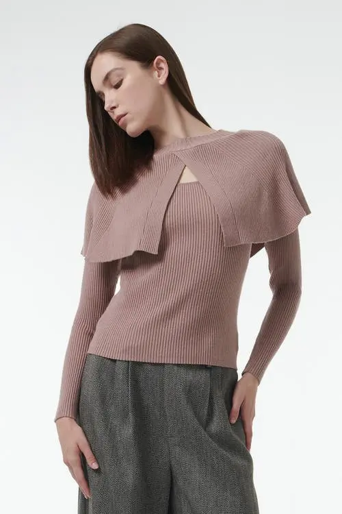 LEEM Fitted Sweater With Cape Detail