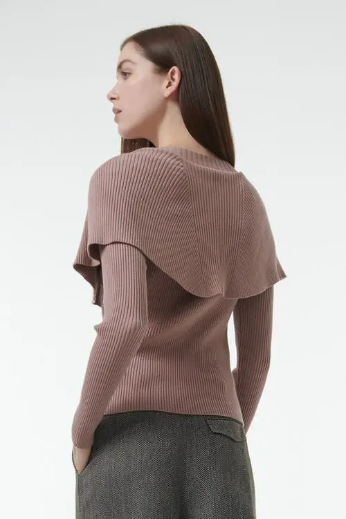LEEM Fitted Sweater With Cape Detail
