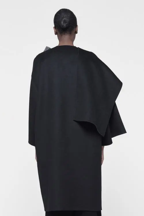 LEEM Reversible Wool-blend Cocoon Coat With Detachable Scarf