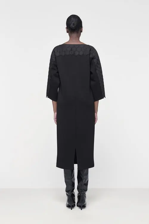 LEEM Quilted Embroidered Midi Dress