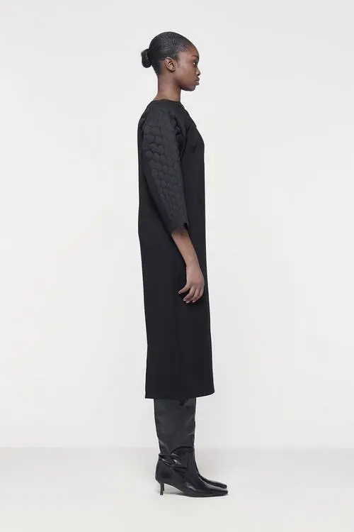 LEEM Quilted Embroidered Midi Dress