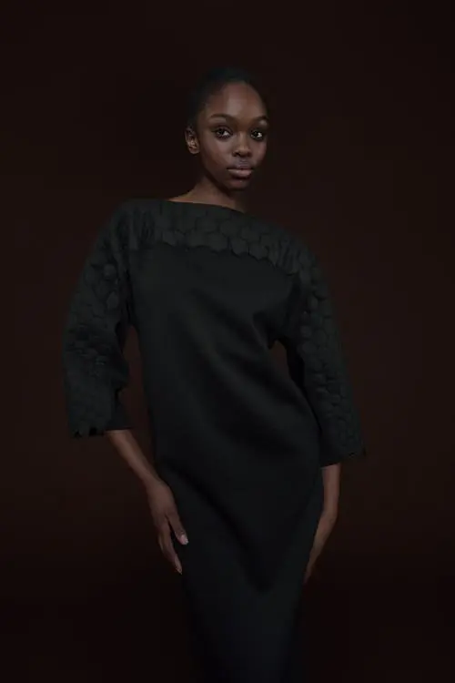 LEEM Quilted Embroidered Midi Dress