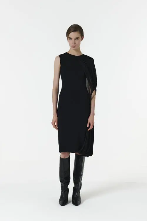LEEM Asymmetric Shoulder Knit Dress
