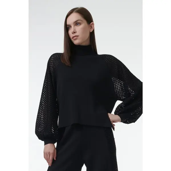 LEEM Mesh Sleeve Knitted Sweater
