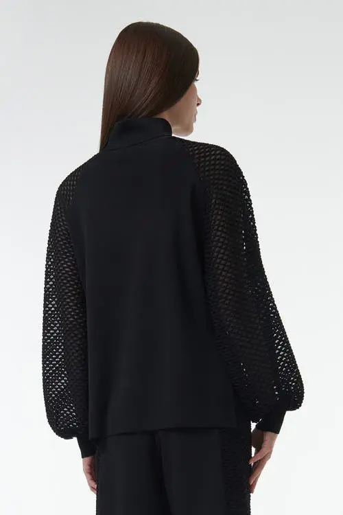 LEEM Mesh Sleeve Knitted Sweater