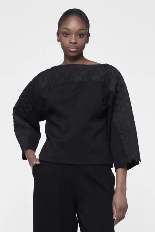 LEEM Quilted Embroidered Top