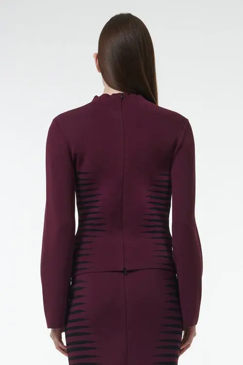 LEEM Fitted Jacquard Knit Top