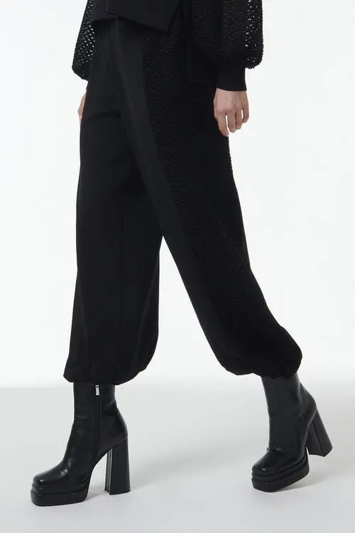 LEEM Mesh Detail Knit Harem Trousers