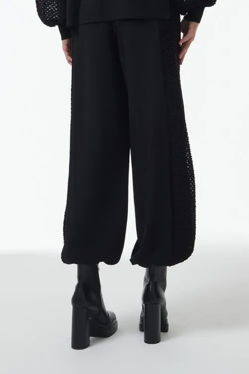 LEEM Mesh Detail Knit Harem Trousers