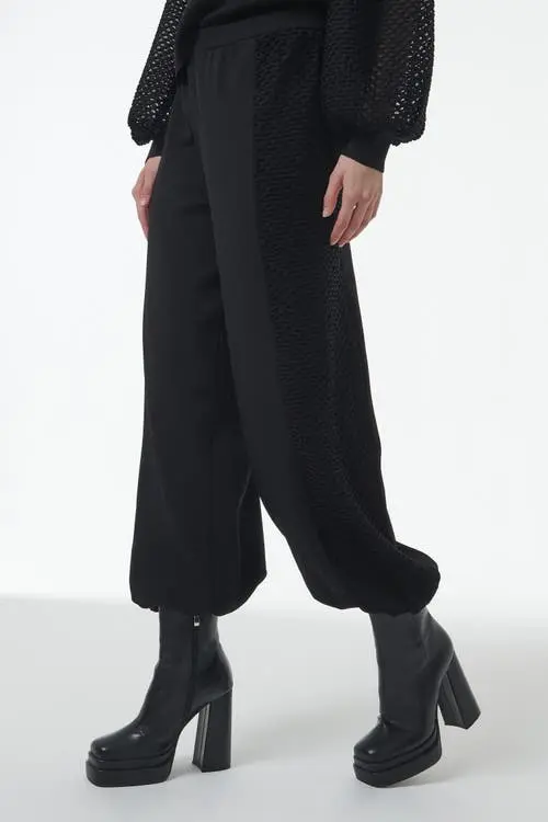 LEEM Mesh Detail Knit Harem Trousers