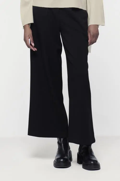 LEEM Wide-leg Pleated Trousers - Black