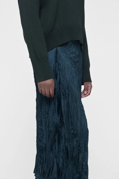 LEEM Asymmetric Plisse Maxi Skirt