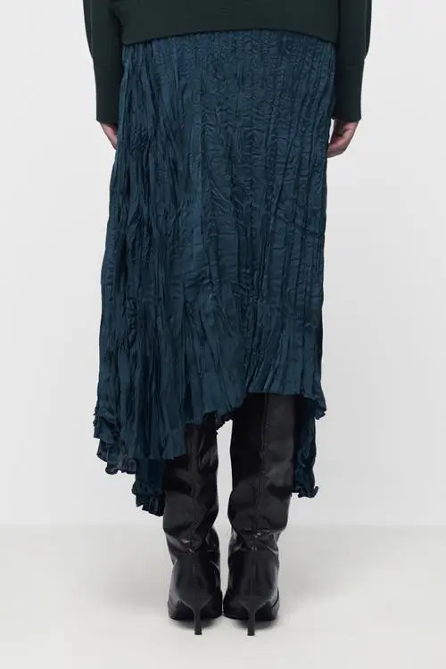 LEEM Asymmetric Plisse Maxi Skirt