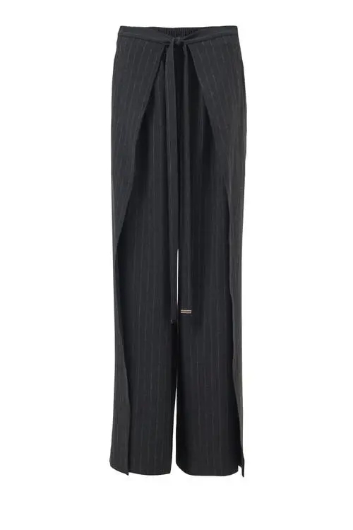 LEEM Pinstriped Wide-leg Trousers