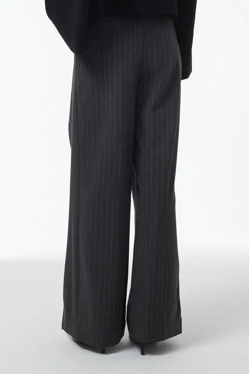 LEEM Pinstriped Wide-leg Trousers