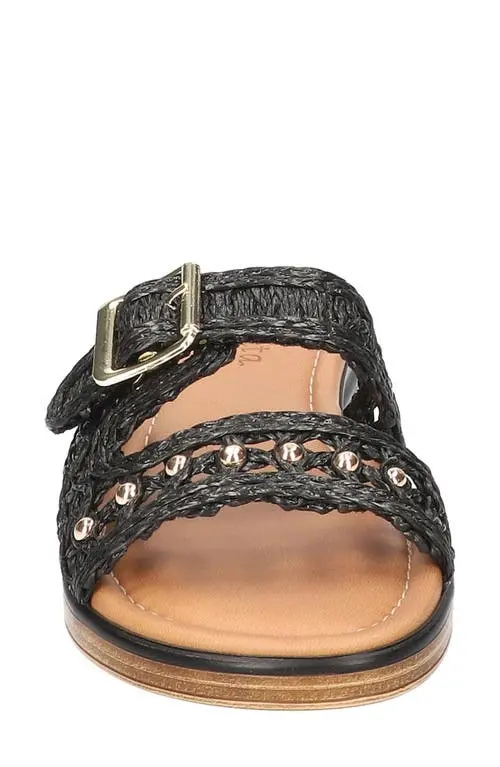 BELLA VITA Woven Wedge Sandals - Black Raffia
