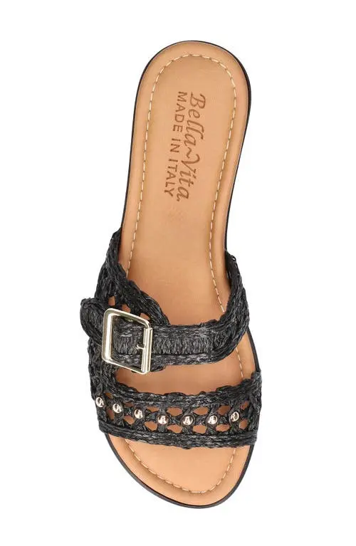 BELLA VITA Woven Wedge Sandals - Black Raffia