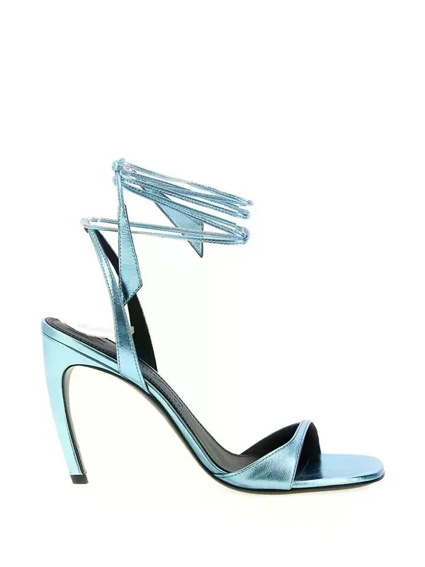 Attico Ora Laminated Square Toe Sandals - Blue