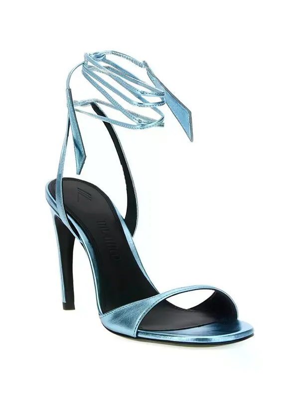 Attico Ora Laminated Square Toe Sandals - Blue