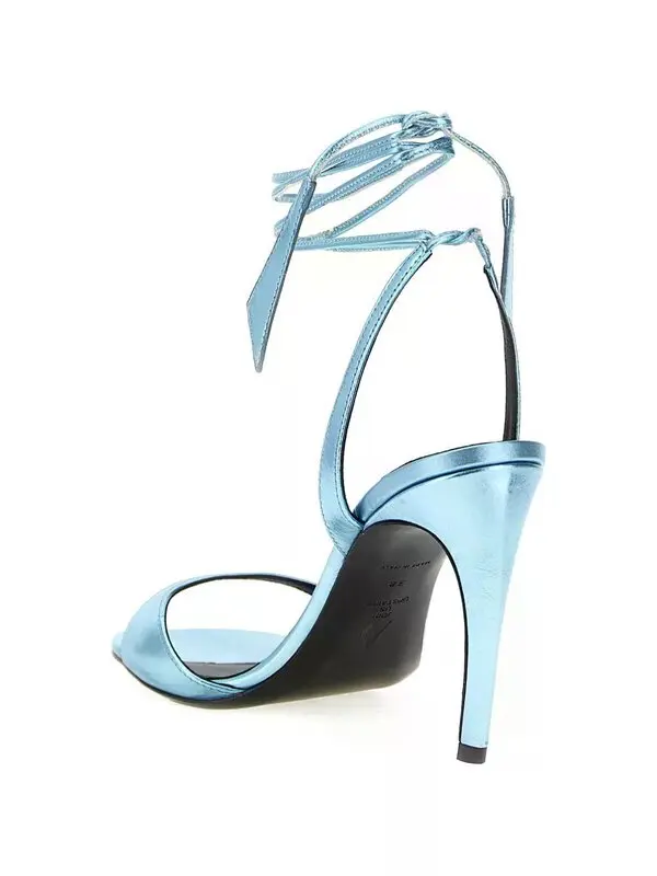 Attico Ora Laminated Square Toe Sandals - Blue
