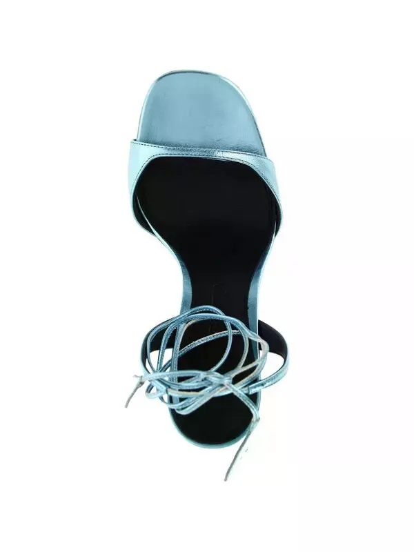 Attico Ora Laminated Square Toe Sandals - Blue