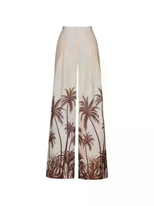 ANDRES OTALORA Palm Print Palazzo Pants - Neutrals