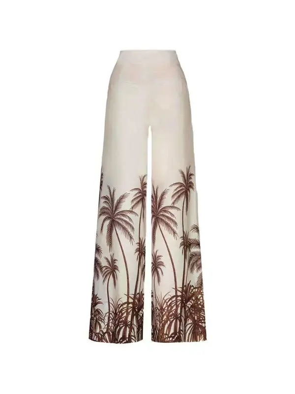 ANDRES OTALORA Palm Print Palazzo Pants - Neutrals