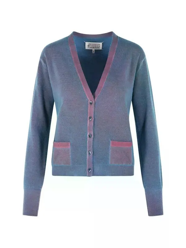 MAISON MARGIELA Patch-pocket V-neck Cardigan - Blue