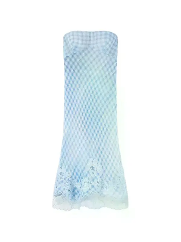 Ermanno Scervino Check-pattern Strapless Midi Dress - Blue