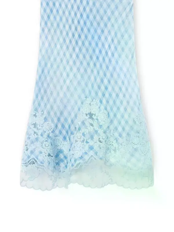 Ermanno Scervino Check-pattern Strapless Midi Dress - Blue