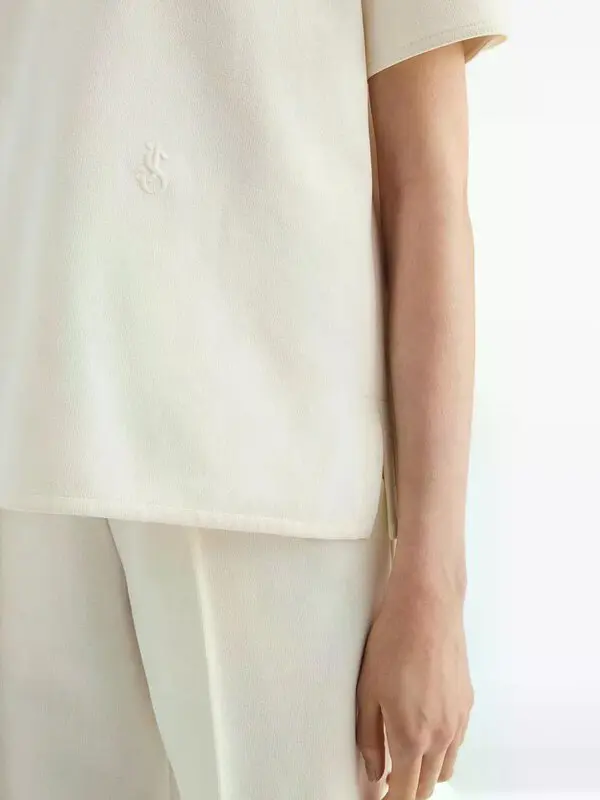 JIL SANDER Embroidered-logo Zip Polo Shirt - Neutrals