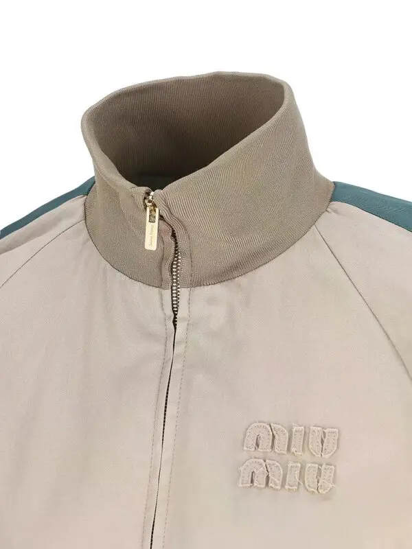 Miu Miu Striped Logo Zip-up Jacket