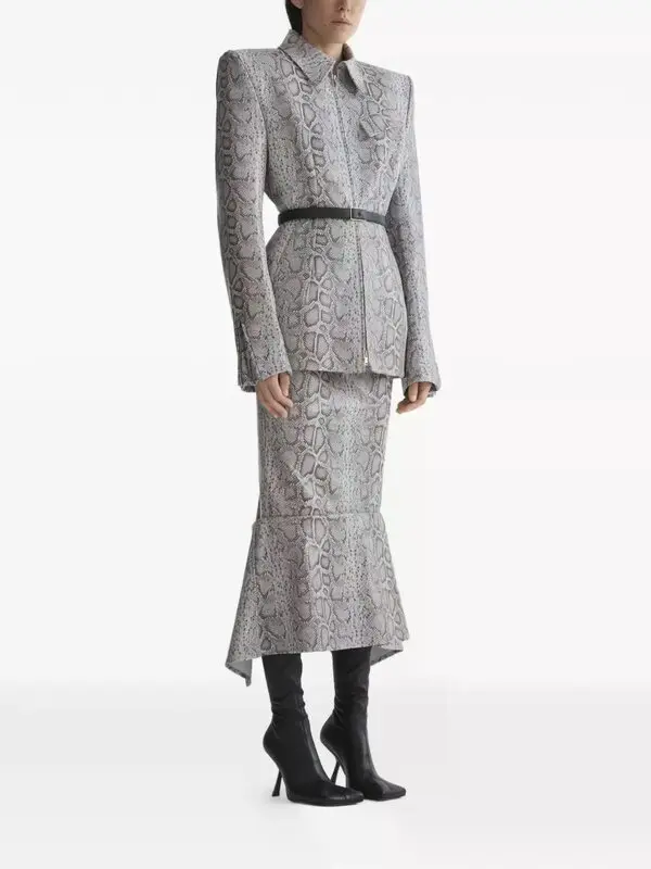 MUGLER Snake-print Zip Jacket - Grey