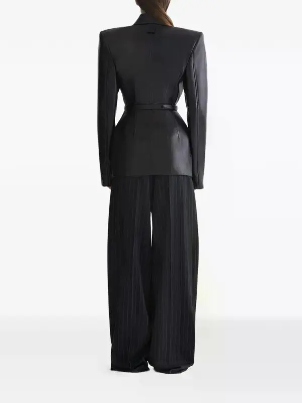 MUGLER Leather Fitted Jacket - Black