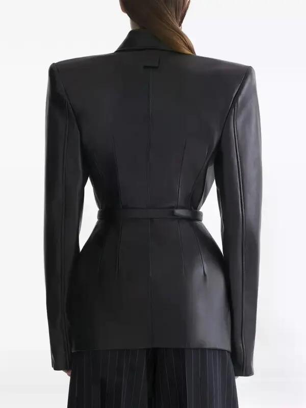 MUGLER Leather Fitted Jacket - Black