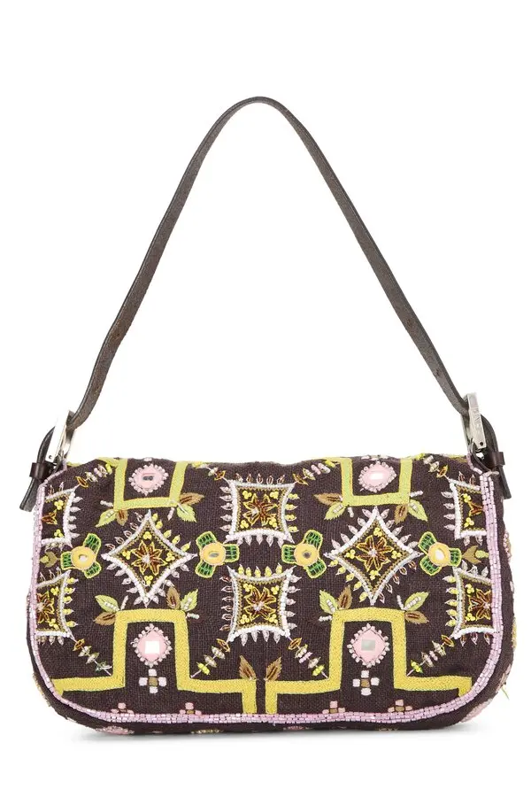 Fendi Canvas Embellished Baguette